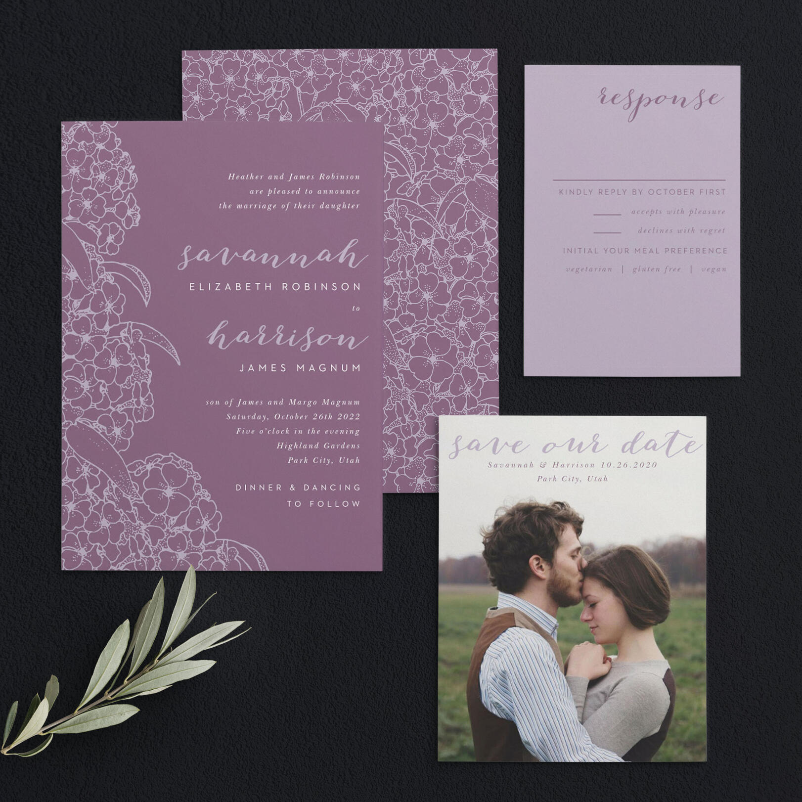 Hydrangea Blossoms Response Cards by Basic Invite