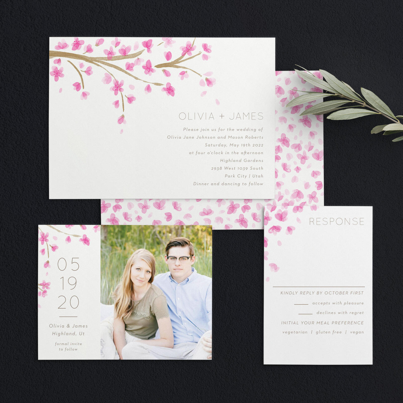 Cherry Branch Wedding Invitations by Basic Invite