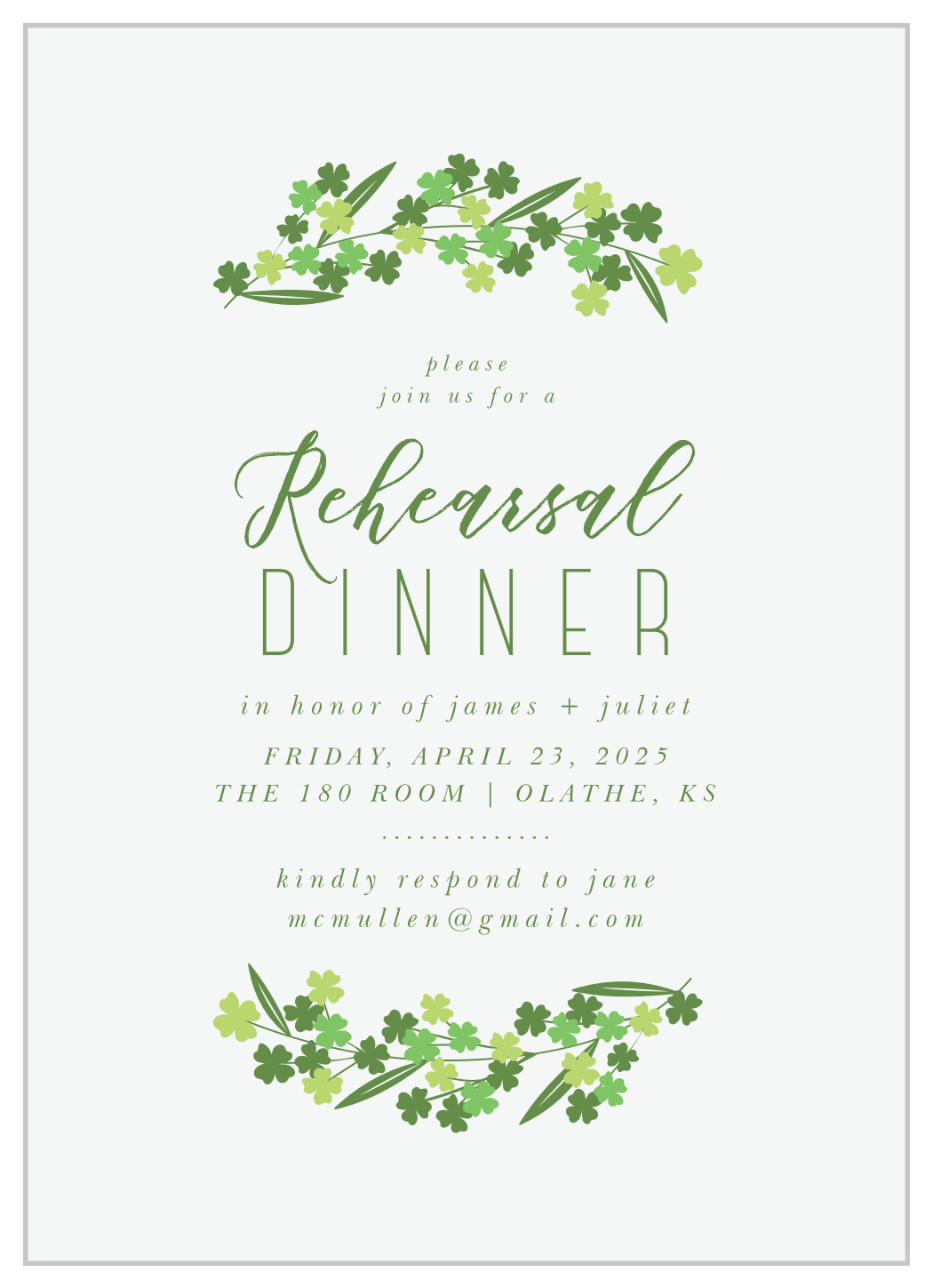 Irish Garland Rehearsal Dinner Invitations by Basic Invite