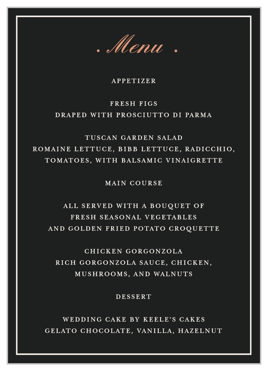 Forged Enchantment Wedding Menus by Basic Invite