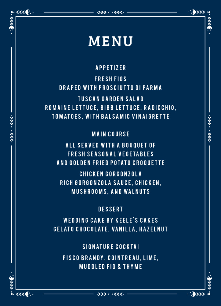 Home Heart Wedding Menus by Basic Invite