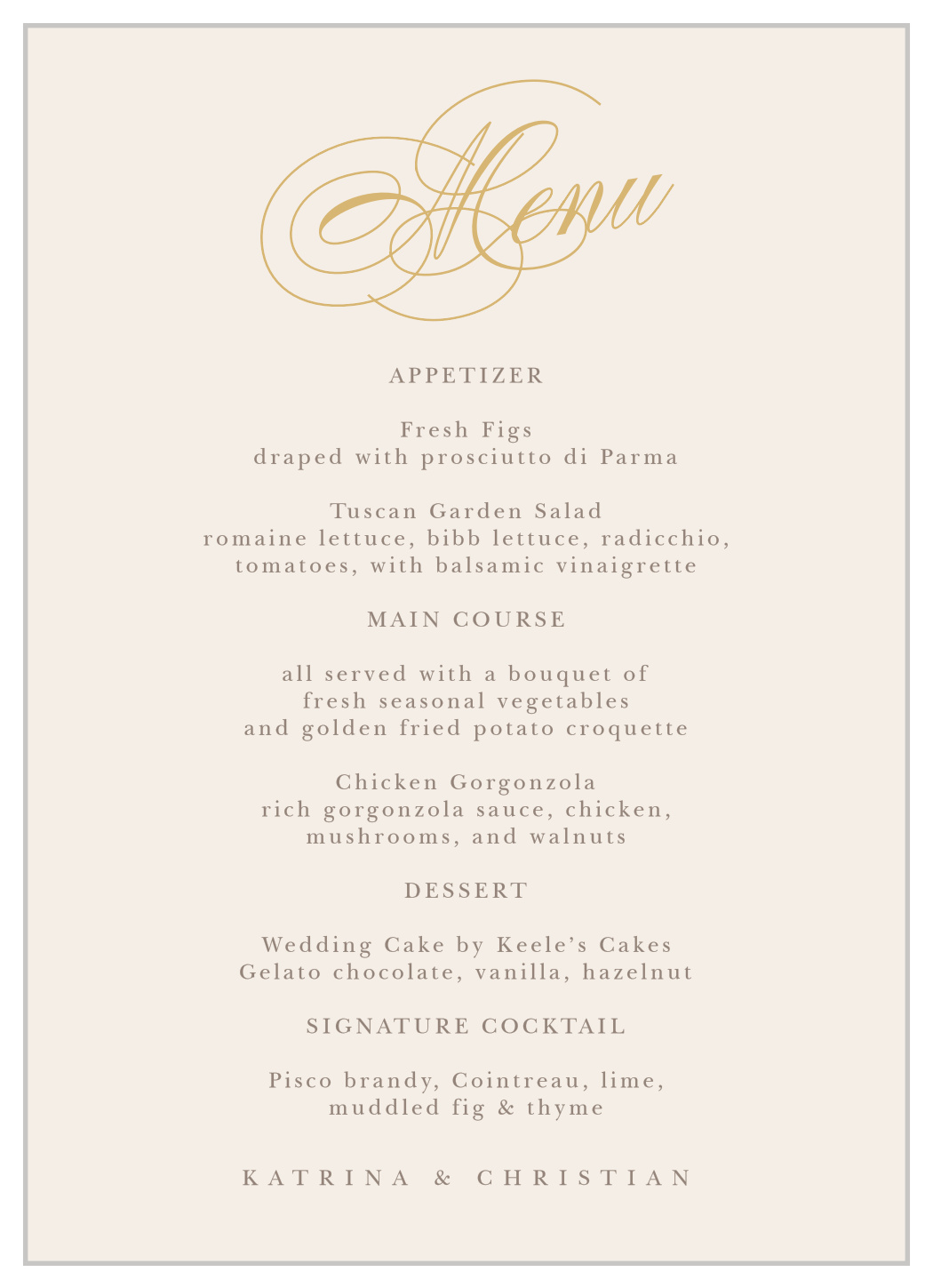 Ribbon & Scrolls Wedding Menus by Basic Invite