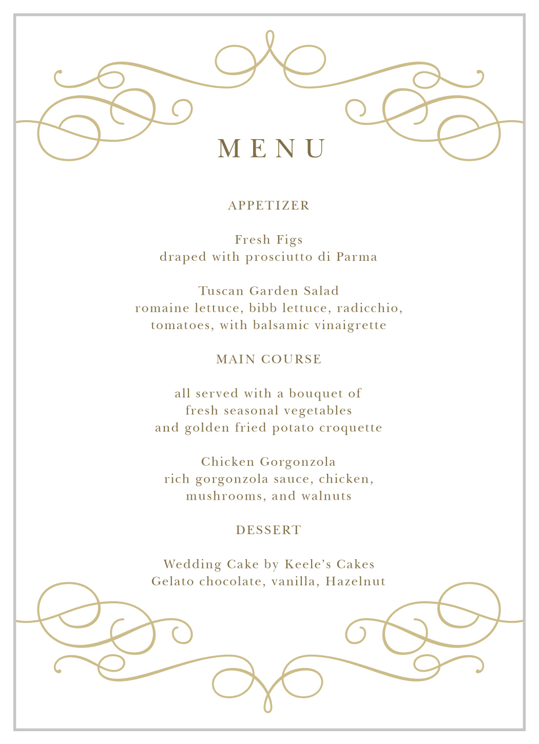 Trendy Swirls Wedding Menus by Basic Invite