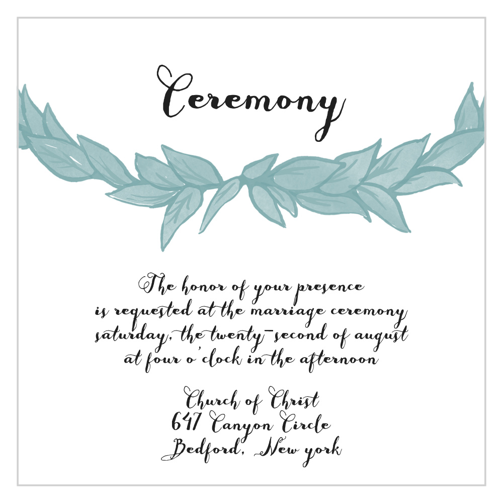 Leafy Love Ceremony Cards by Basic Invite