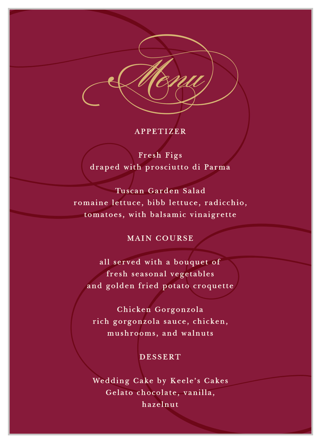 Simple Scroll Wedding Menus by Basic Invite
