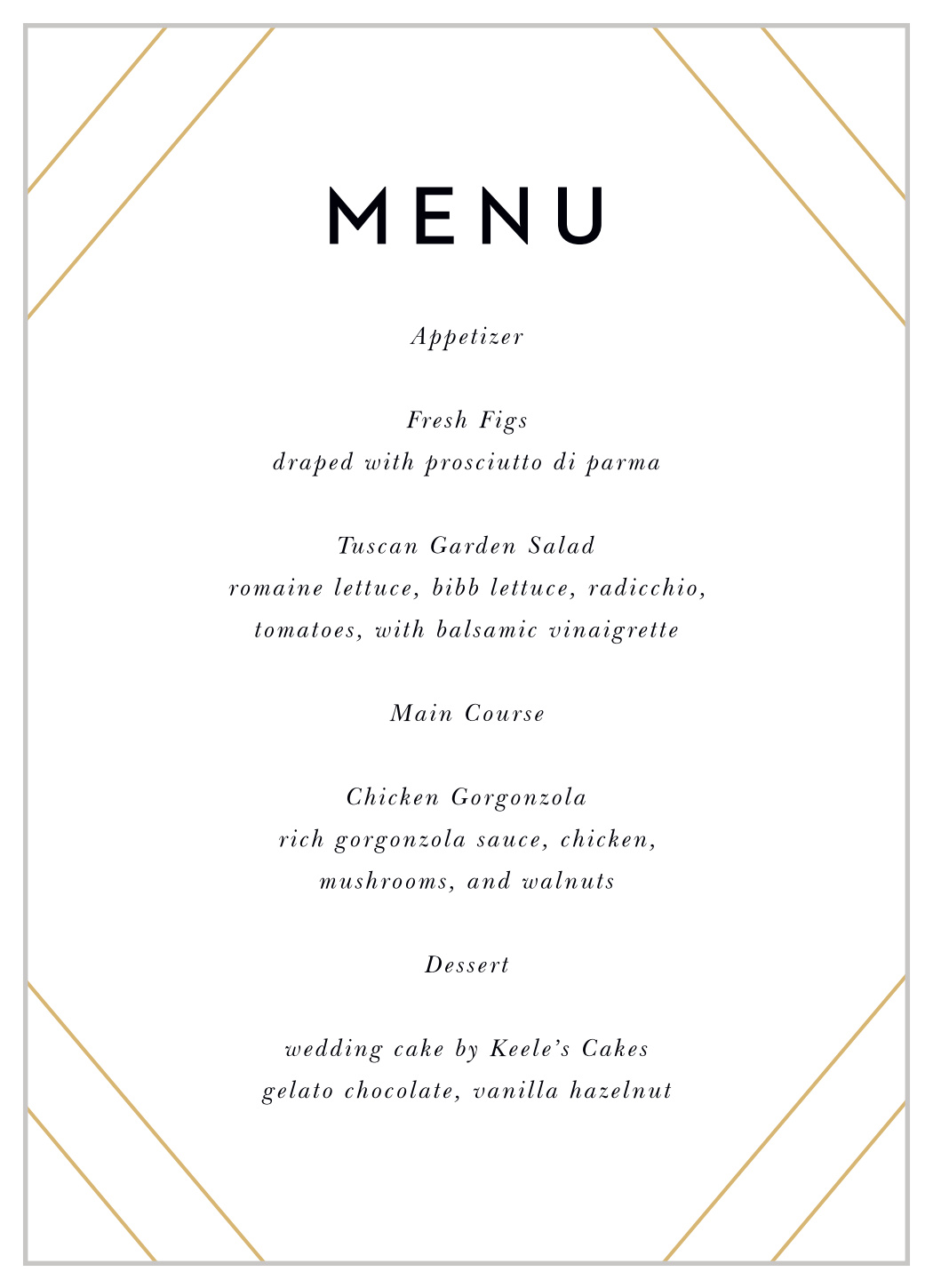 Modern Geometry Wedding Menus by Basic Invite
