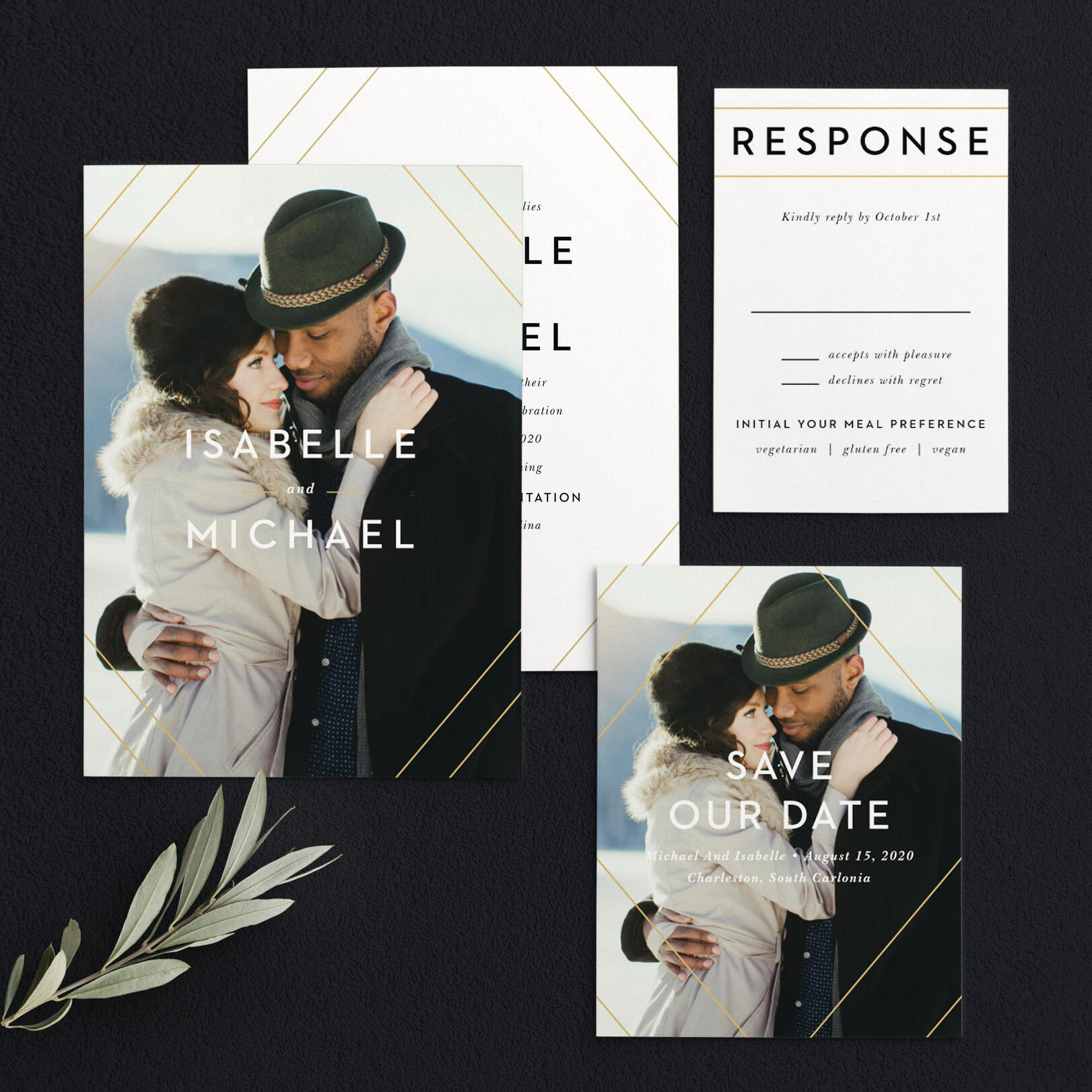 Modern Geometry Save the Date Cards by Basic Invite