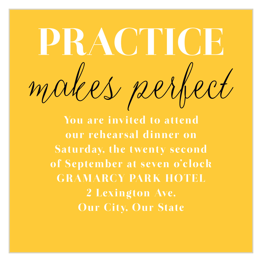 Bold Day Rehearsal Cards by Basic Invite
