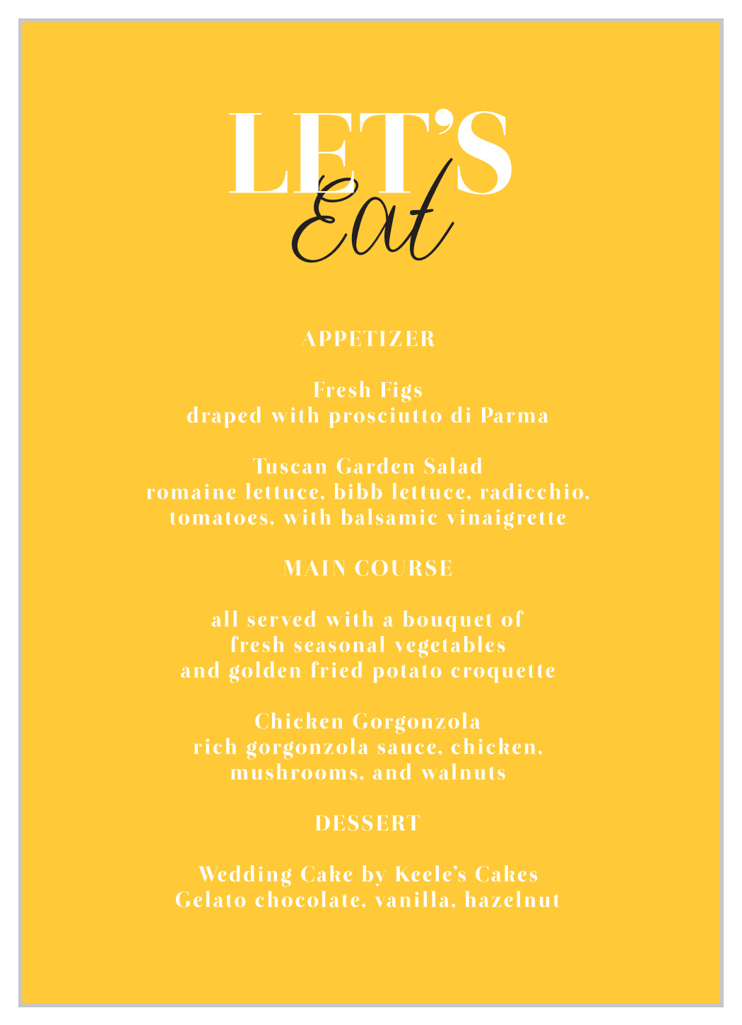 Bold Day Wedding Menus by Basic Invite