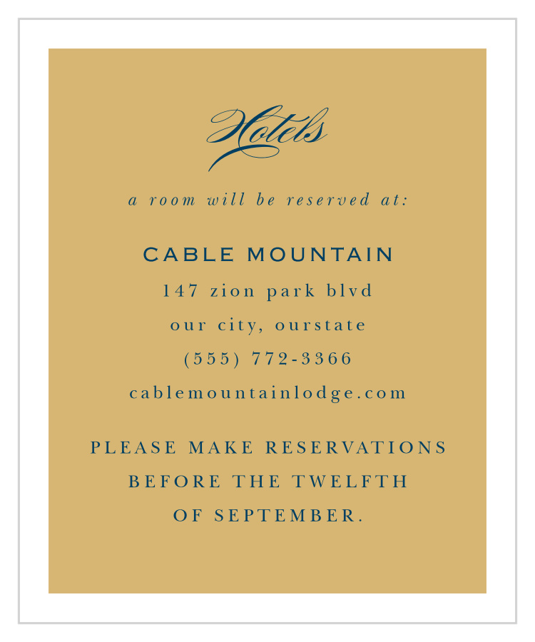 Perfect Frame Accommodation Cards by Basic Invite