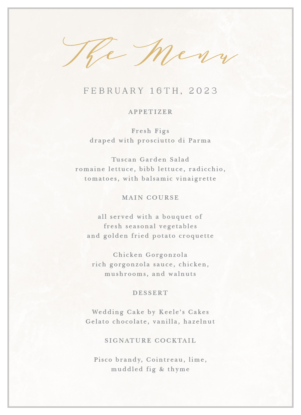 Pure Simple Lines Wedding Menus by Basic Invite