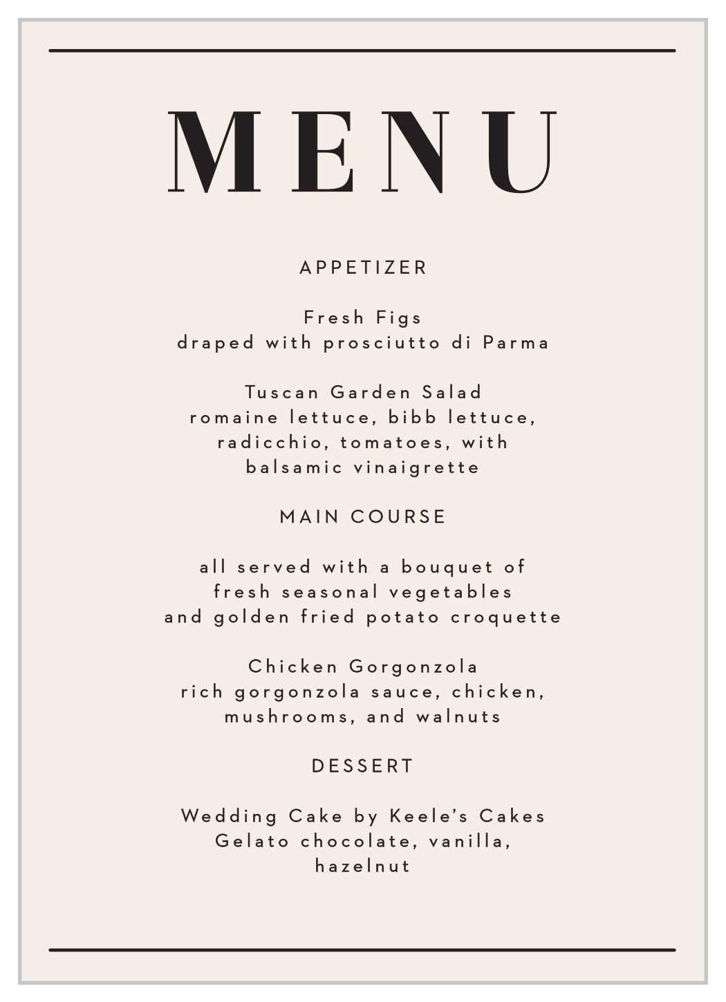 Cutest Couple Wedding Menus by Basic Invite
