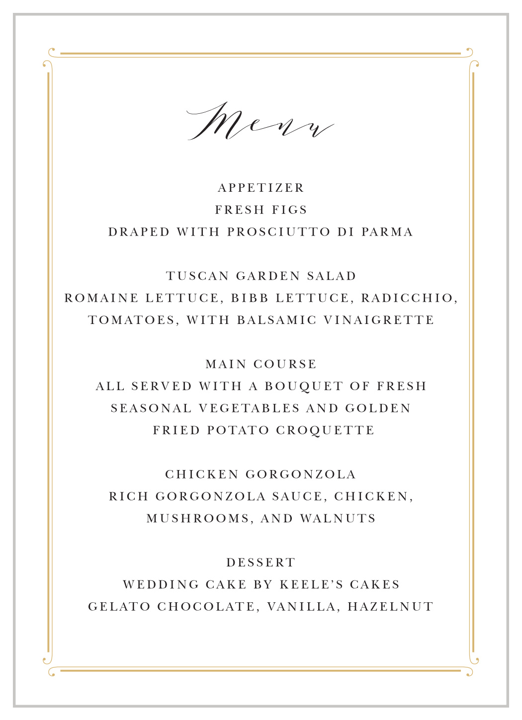 Country Estate Wedding Menus by Basic Invite