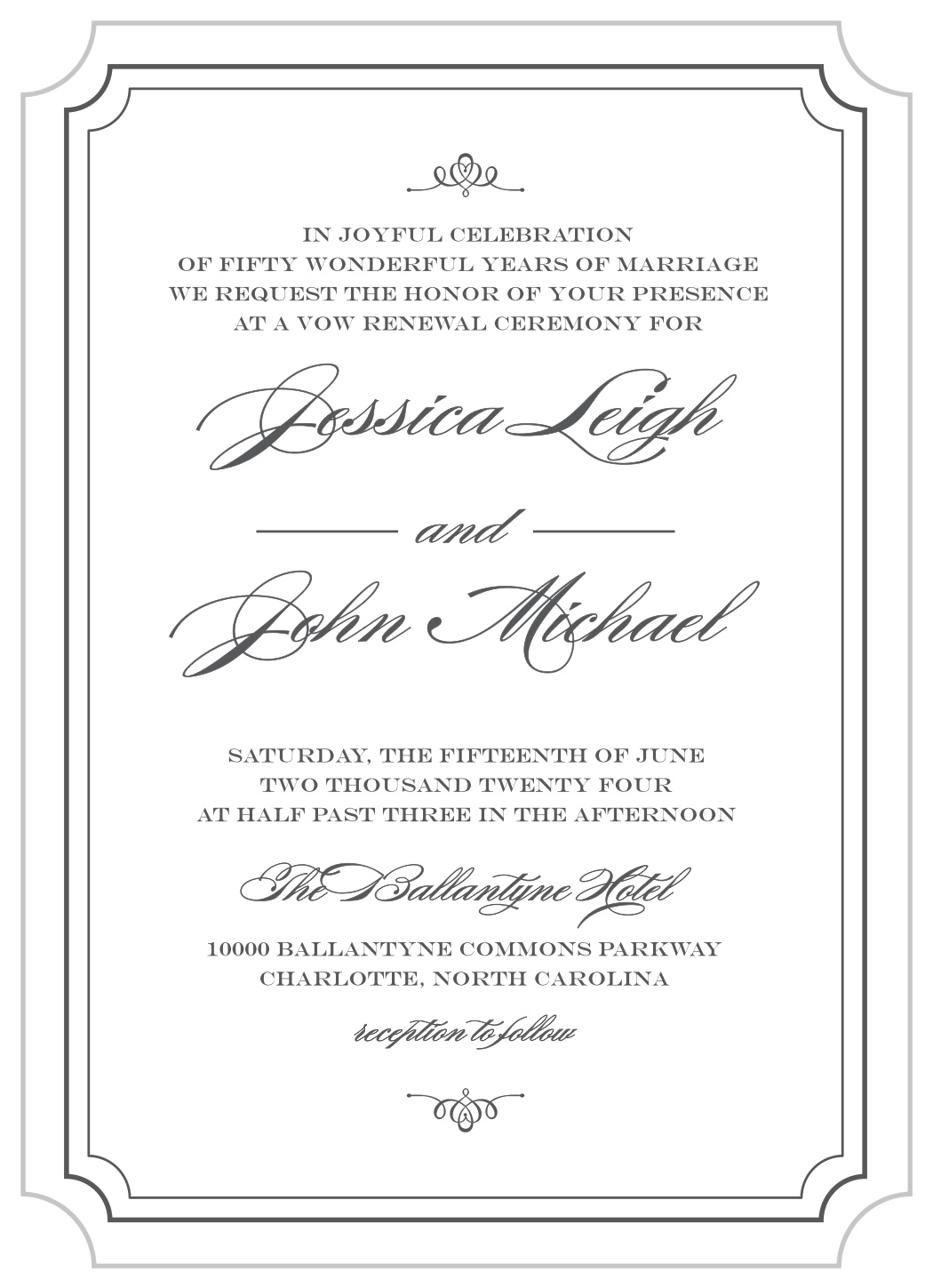 Refined Border Vow Renewal Invitations by Basic Invite