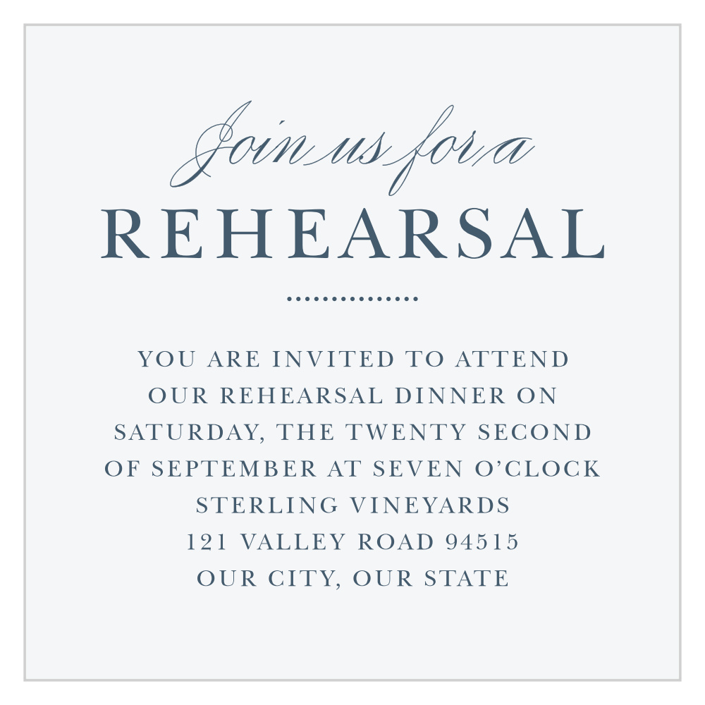 Buttoned Up Rehearsal Cards by Basic Invite
