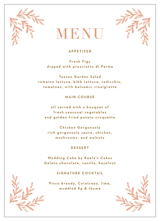 Wedding Menus | Design Your Menu Cards Instantly Online!