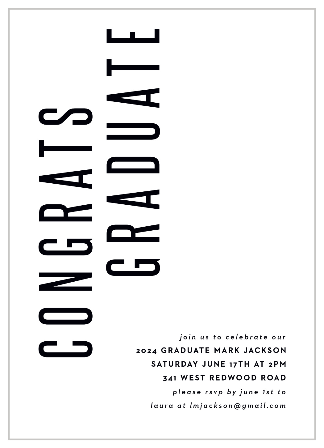 Congrats Grad Graduation Invitations by Basic Invite