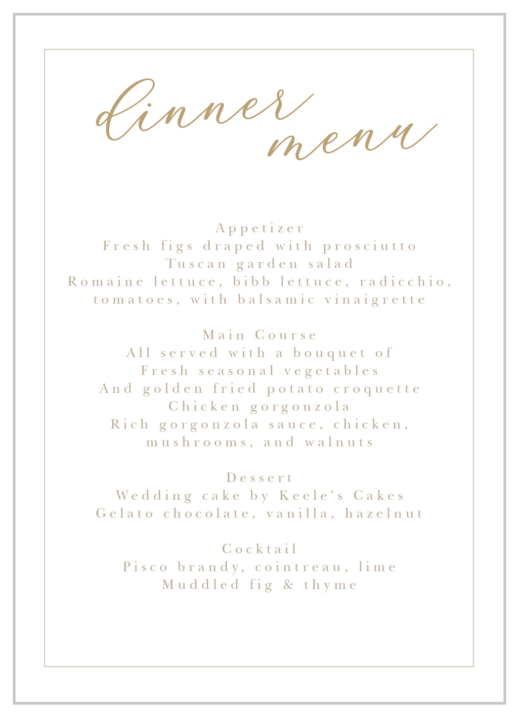 Oversize Script Wedding Menus by Basic Invite