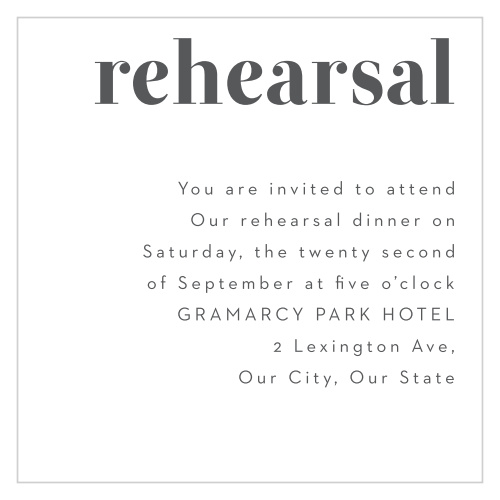 Bold Date Rehearsal Cards by Basic Invite