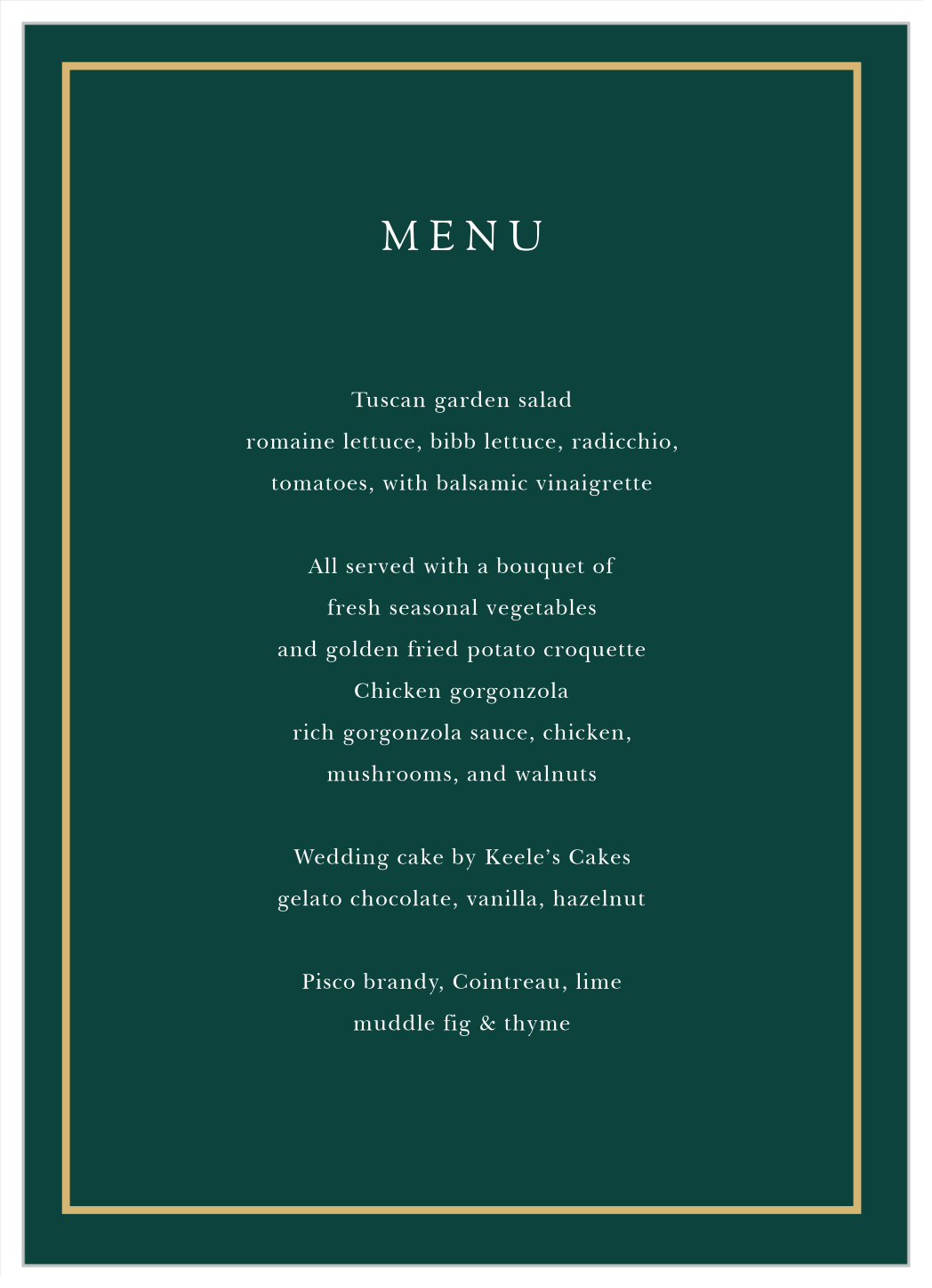 Delicate Frame Wedding Menus by Basic Invite