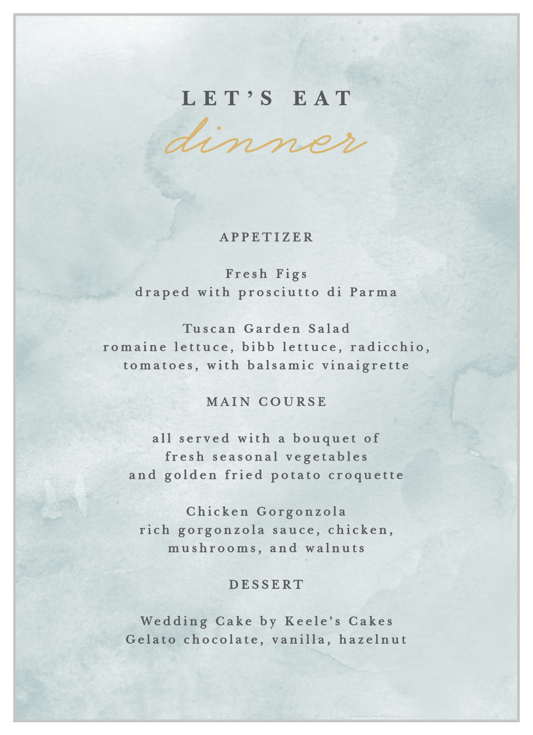 True Love Story Wedding Menus by Basic Invite
