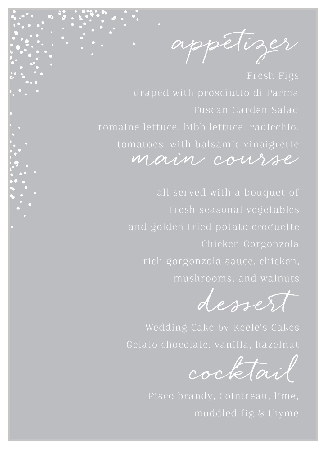 Modern Scrapbook Wedding Menus by Basic Invite
