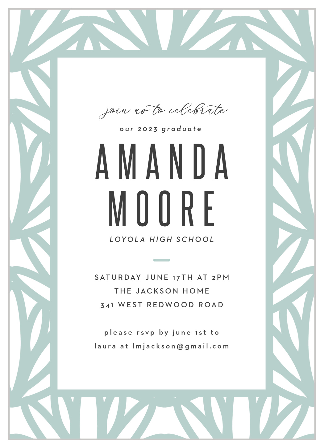 Mint Leaves Graduation Invitations by Basic Invite