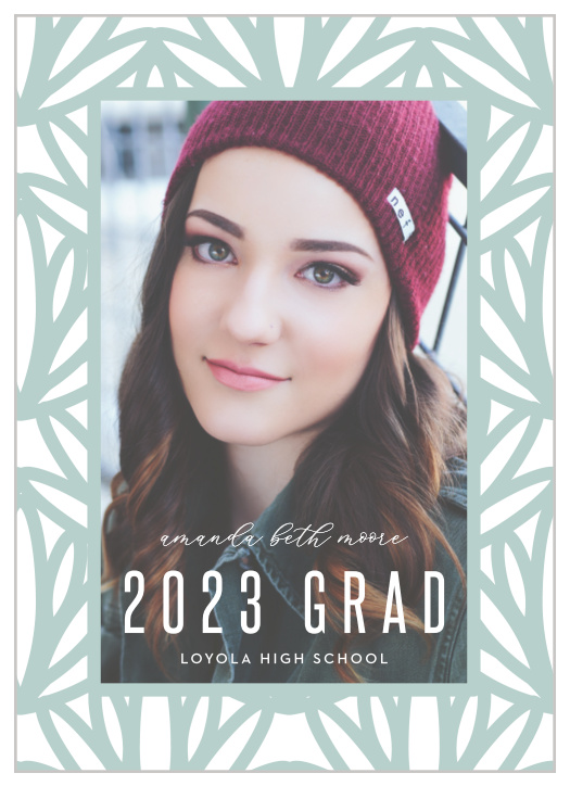 Mint Leaves Graduation Thank You Cards by Basic Invite