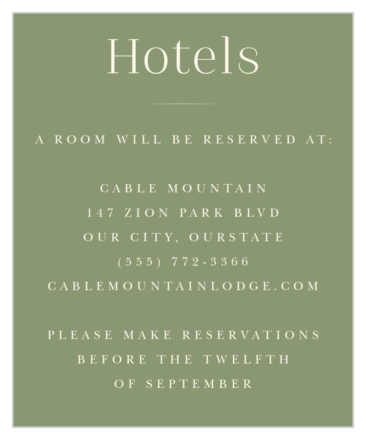 Classic Elegance Accommodation Cards by Basic Invite