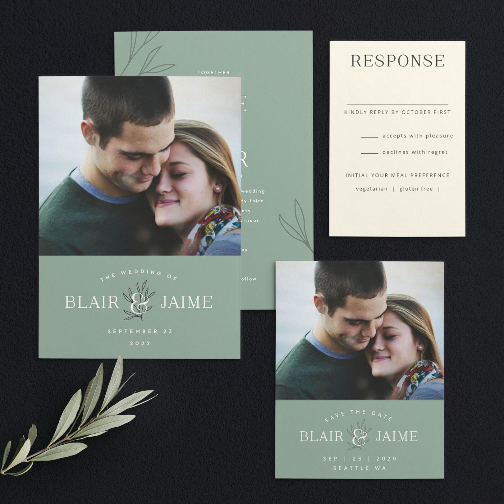 Leafy Label Response Cards by Basic Invite