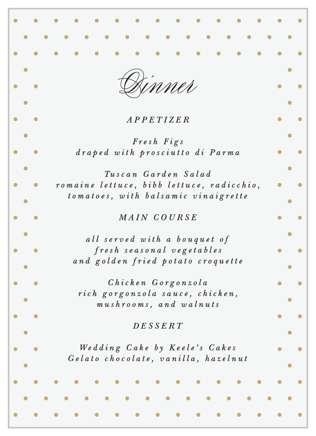 Polka Dot Passion Wedding Menus by Basic Invite