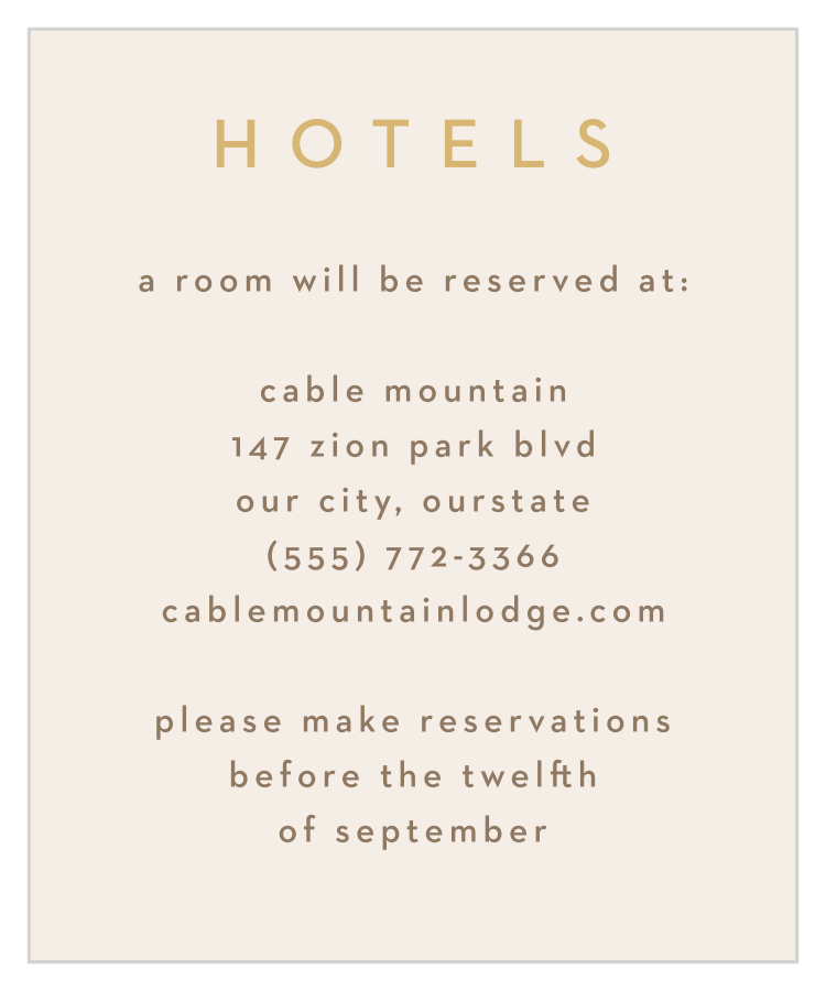 Minimal Block Accommodation Cards by Basic Invite