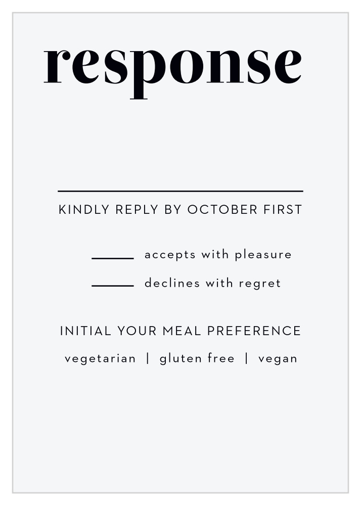Chic Editorial Response Cards by Basic Invite