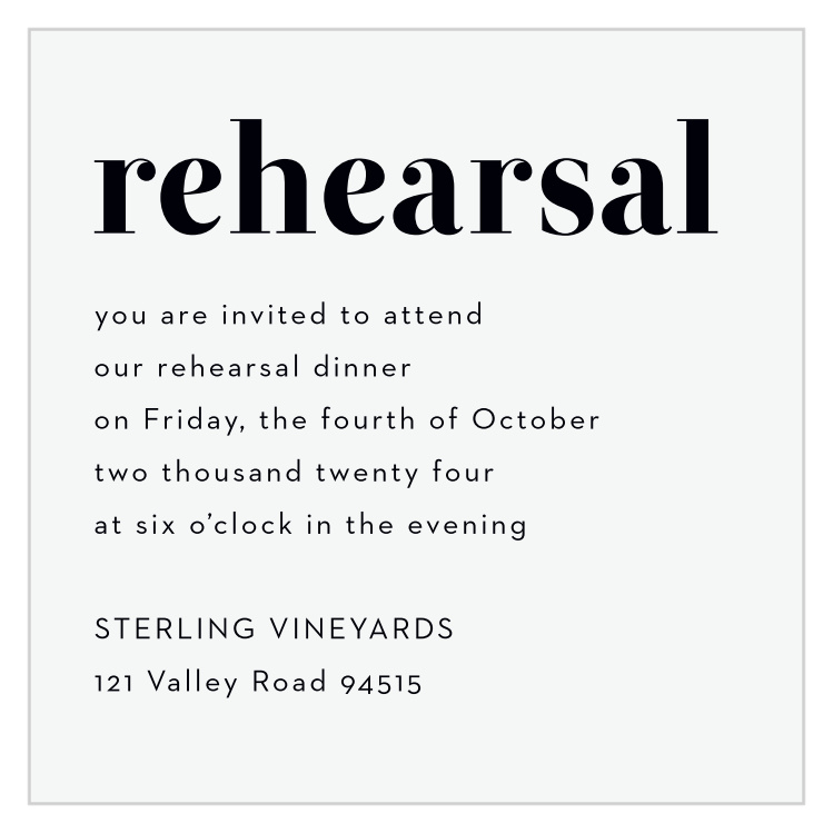 Chic Editorial Rehearsal Cards by Basic Invite