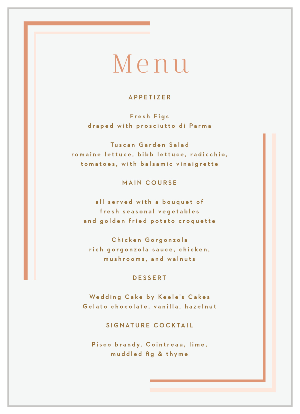 Clean Lines Wedding Menus by Basic Invite