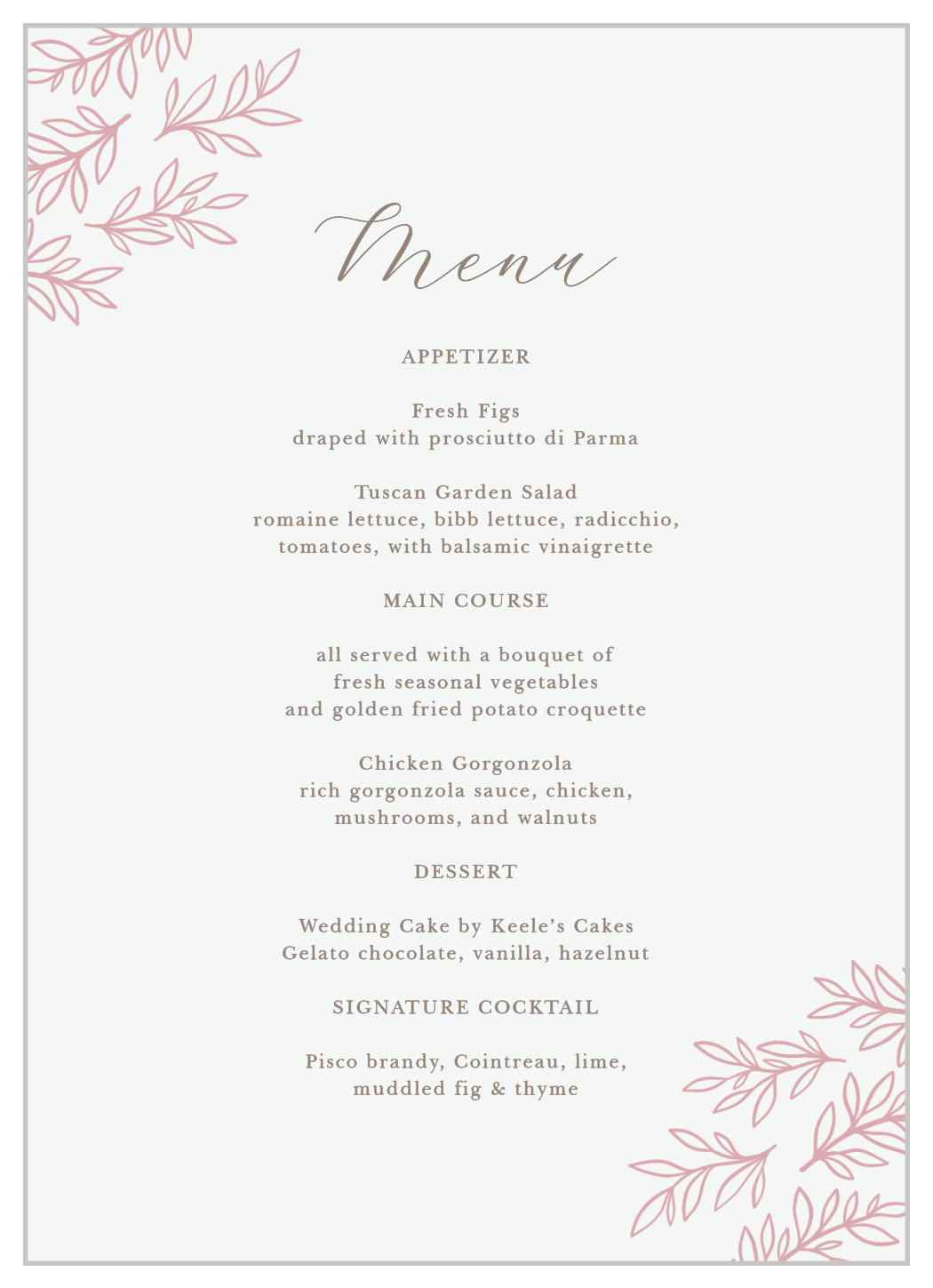 Circled Monogram Wedding Menus by Basic Invite