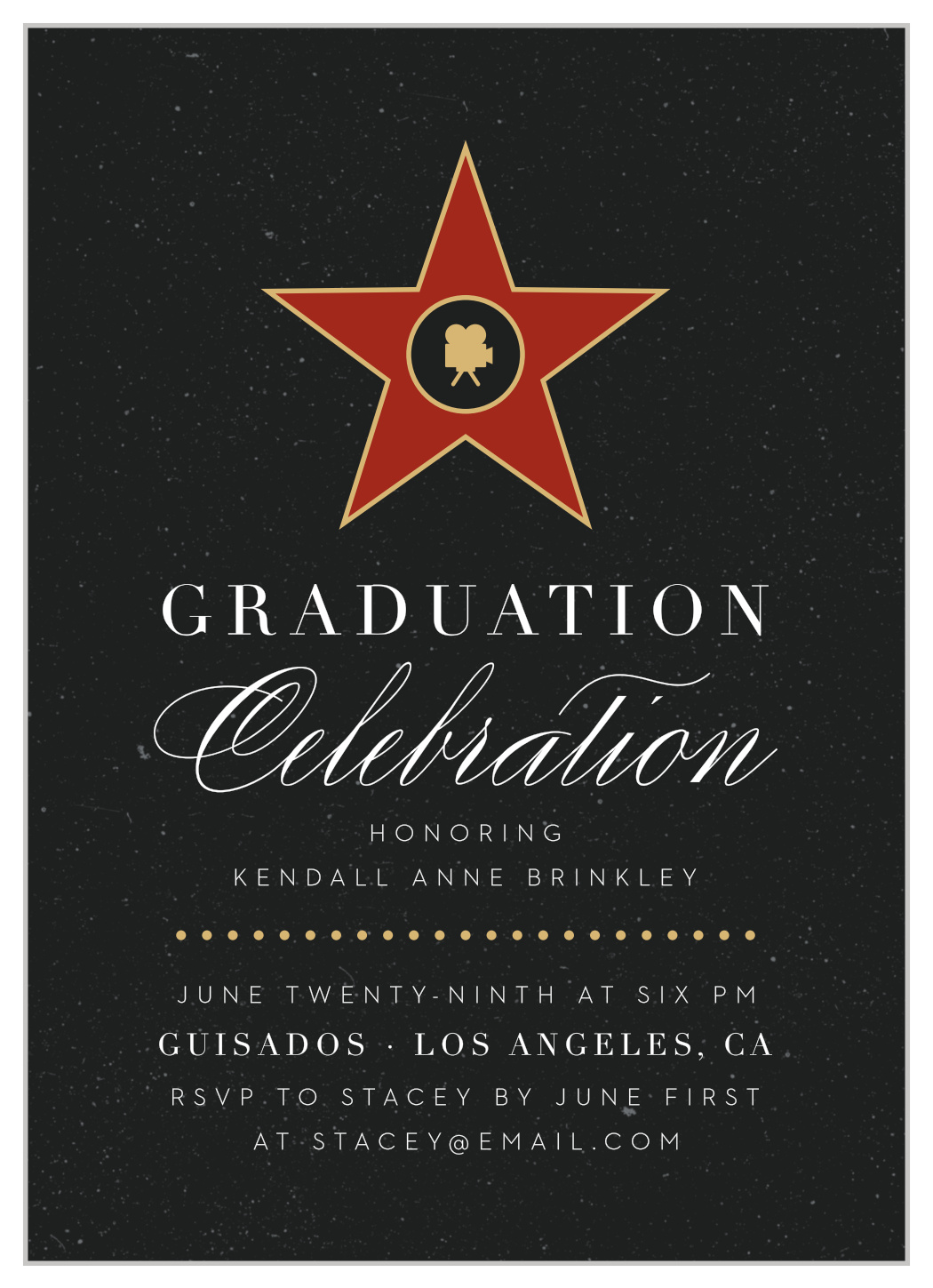 Hollywood Star Graduation Invitations by Basic Invite