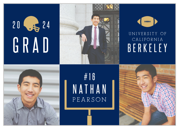 Football Graduation Announcements & Invitations - Match Your Color ...