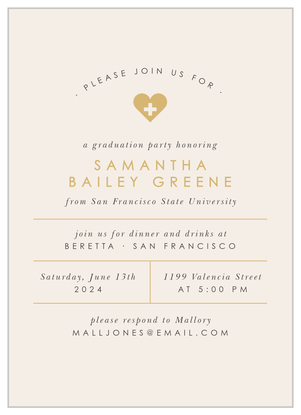 Golden Heart Graduation Invitations by Basic Invite