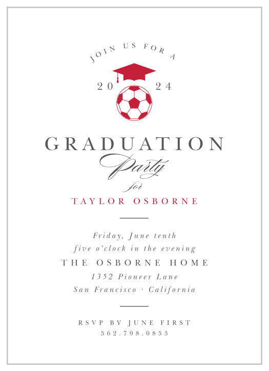 Soccer Graduation Announcements & Invitations - Match Your Color ...