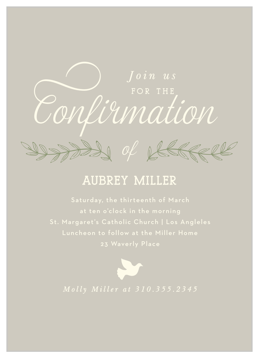 Precious Dove Confirmation Invitations by Basic Invite