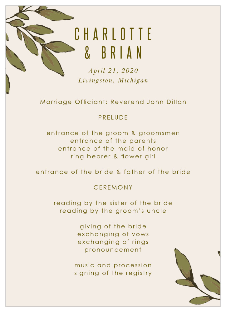 Whimsical Wonderland Wedding Programs by Basic Invite