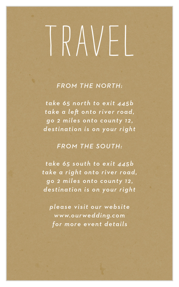 Big Type Direction Cards by Basic Invite