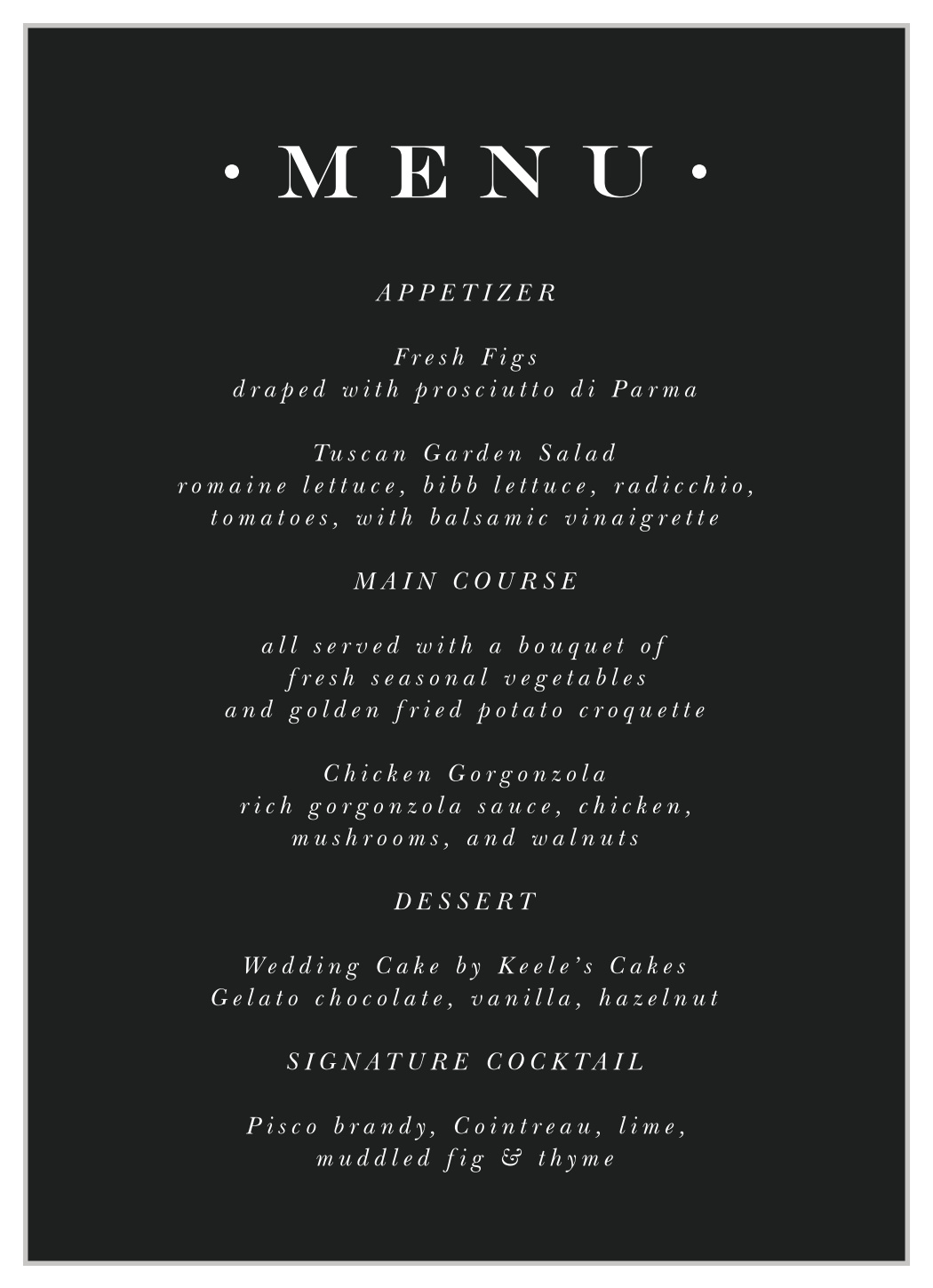 Best Day Ever Wedding Menus by Basic Invite