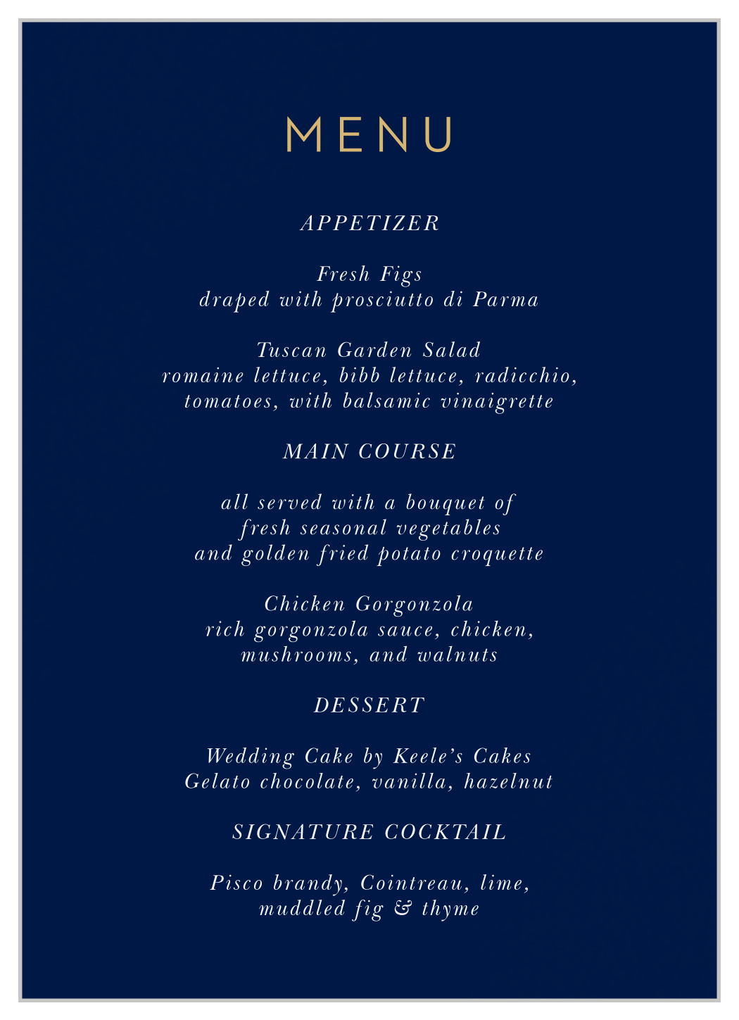 Strong Steel Wedding Menus by Basic Invite