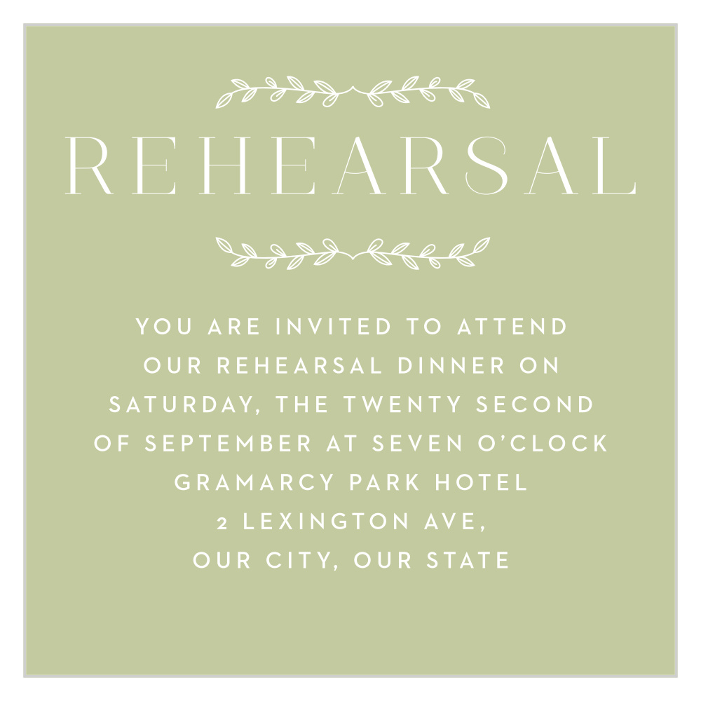 Leafy Accents Rehearsal Cards by Basic Invite