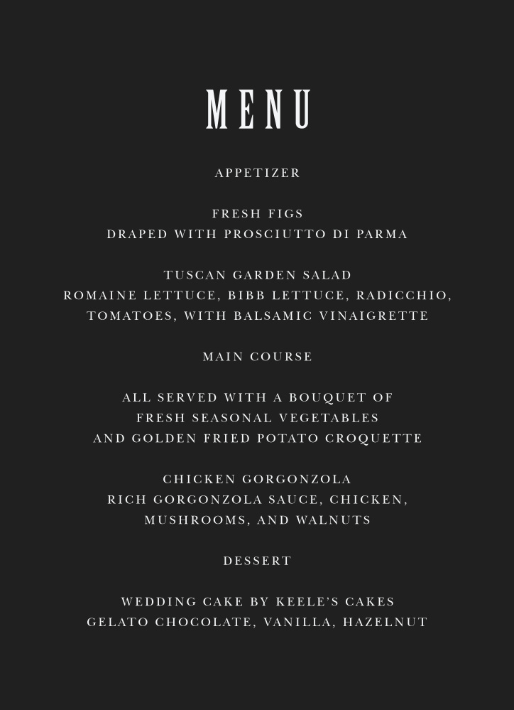 Simply Spoken Wedding Menus by Basic Invite