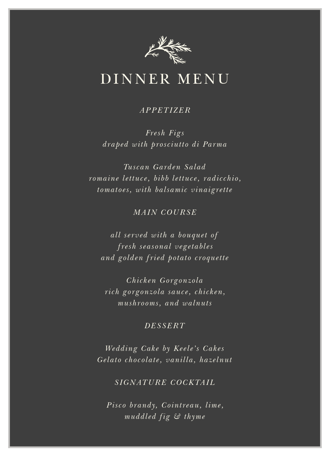 Modern Honor Wedding Menus by Basic Invite