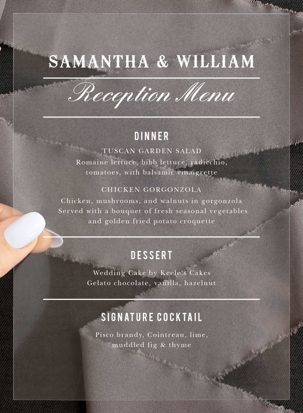 Country Bash Clear Wedding Menus by Basic Invite