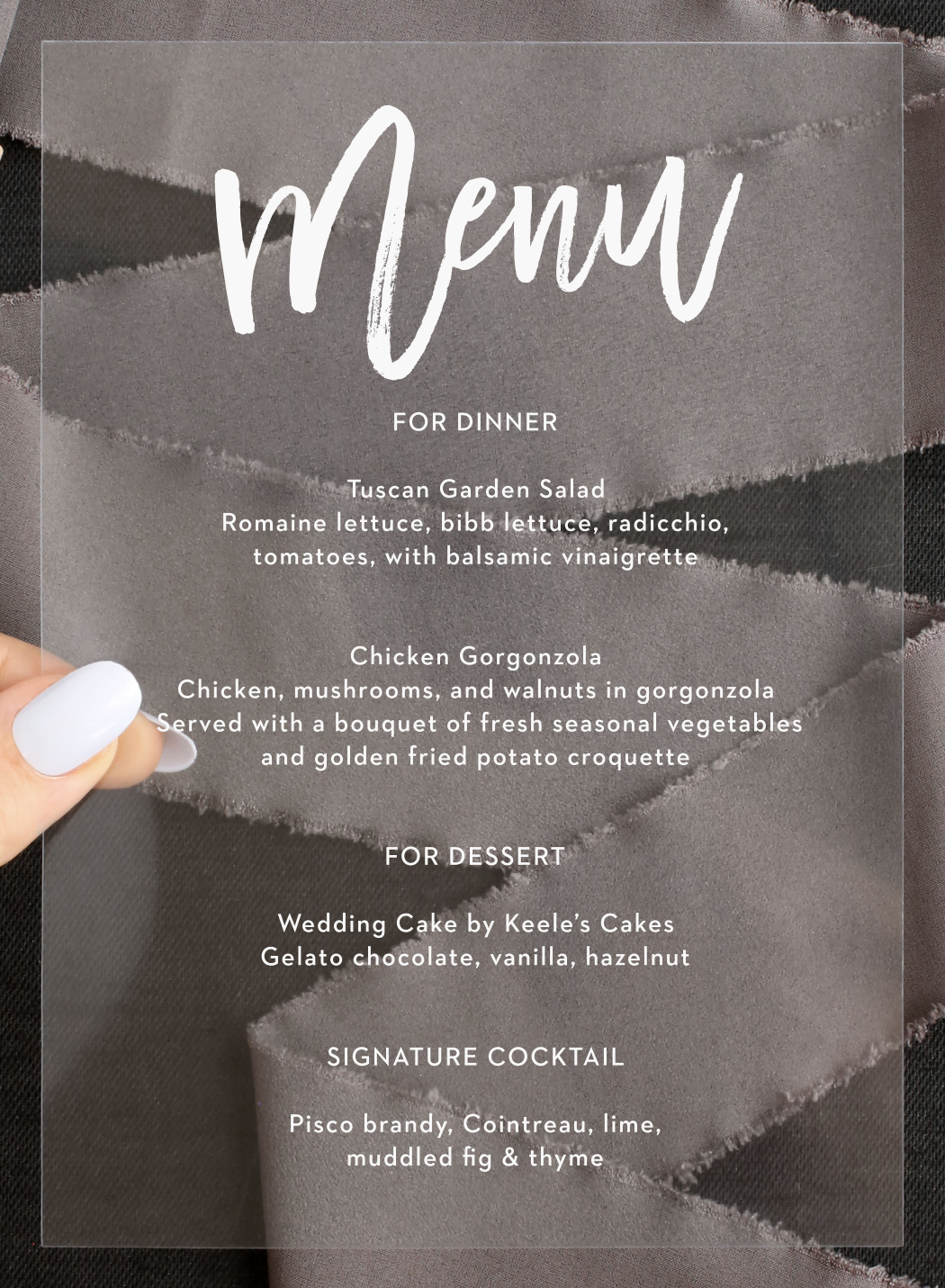Marker Script Clear Wedding Menus by Basic Invite